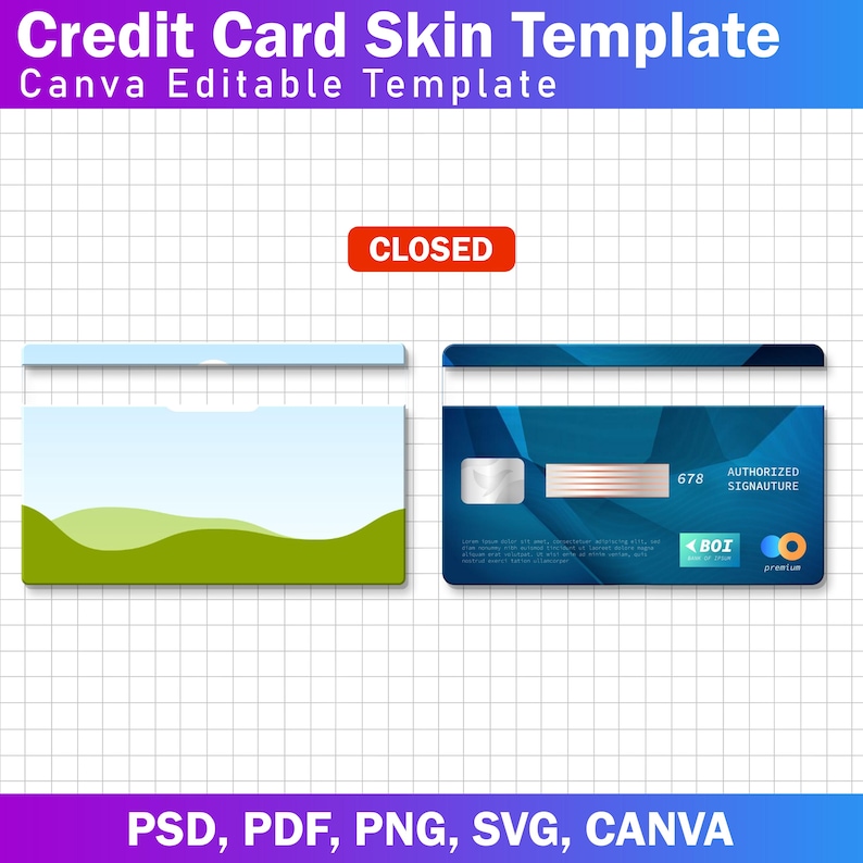 Credit Card Skin Canva Template | Editable Debit & Credit Card Cover ...