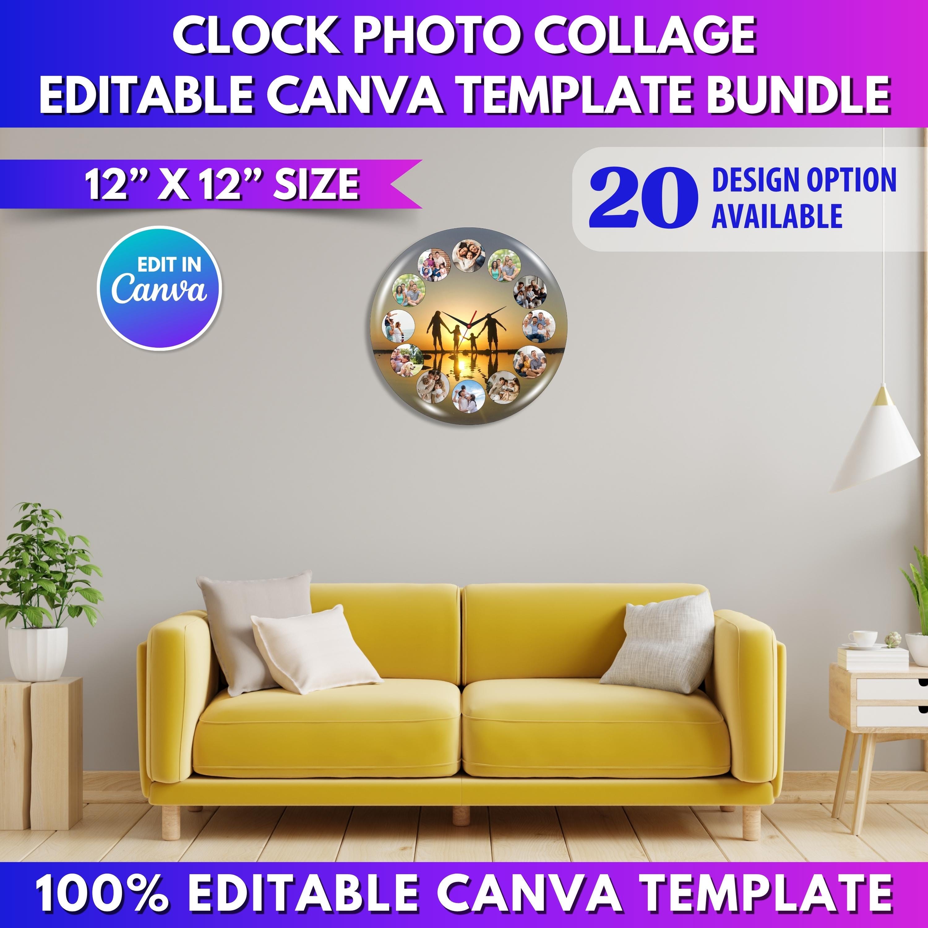 20x Clock Photo Collage Template | DIY Family Keepsake | Round Clock ...