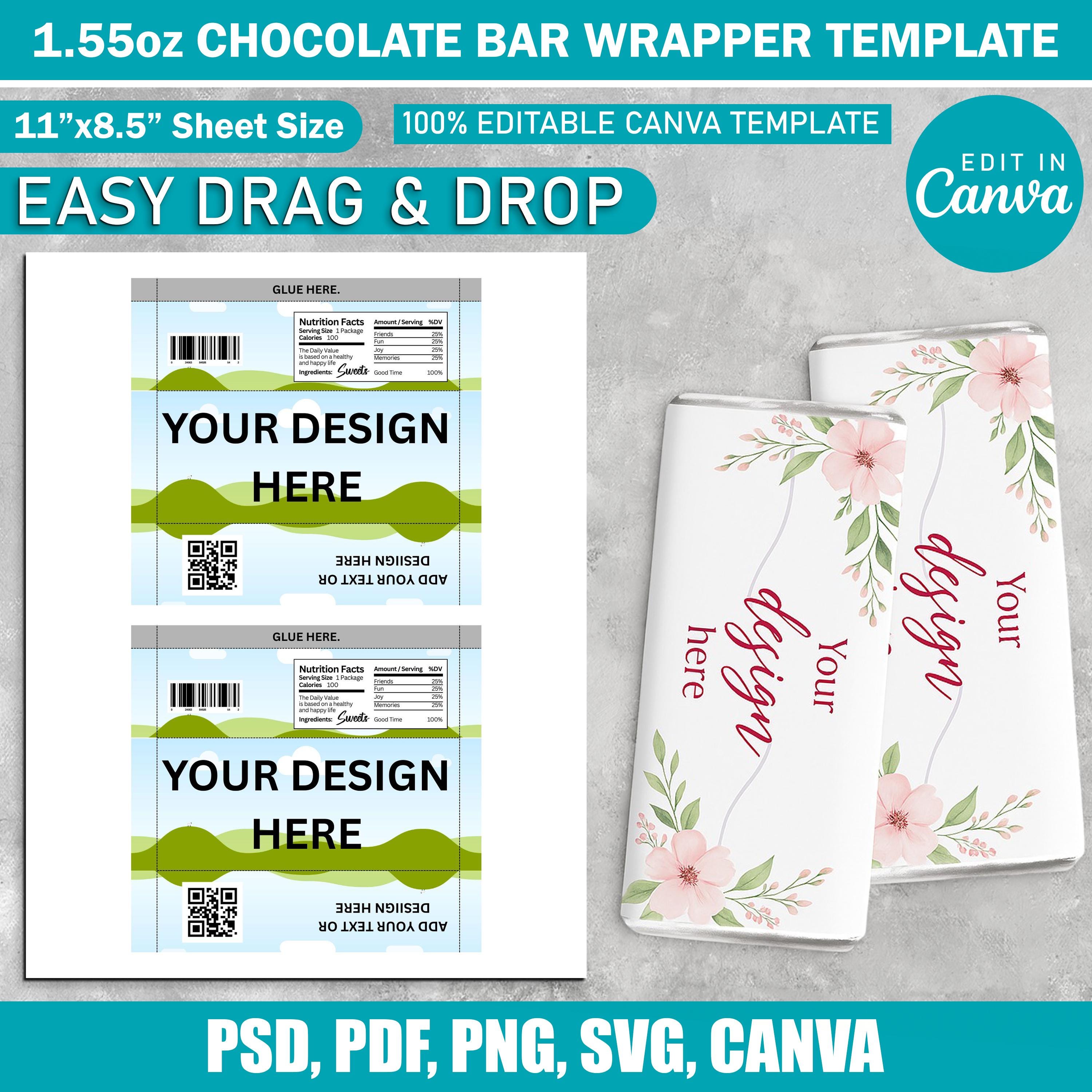 1.55oz Chocolate Bar Wrapper Template, Chocolate Wrapper Label Template ...