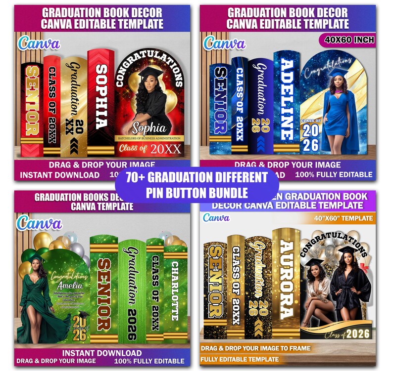 Graduation Mega Bundle Canva Templates, Class of 2026 Grad Kit, Stole ...