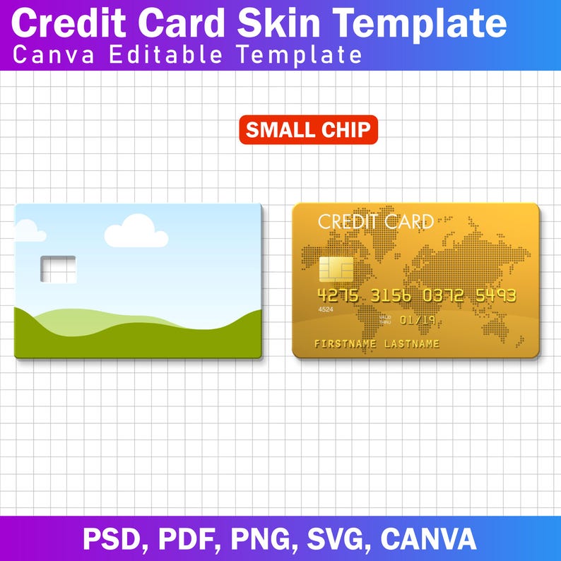 Credit Card Skin Canva Template | Editable Debit & Credit Card Cover ...