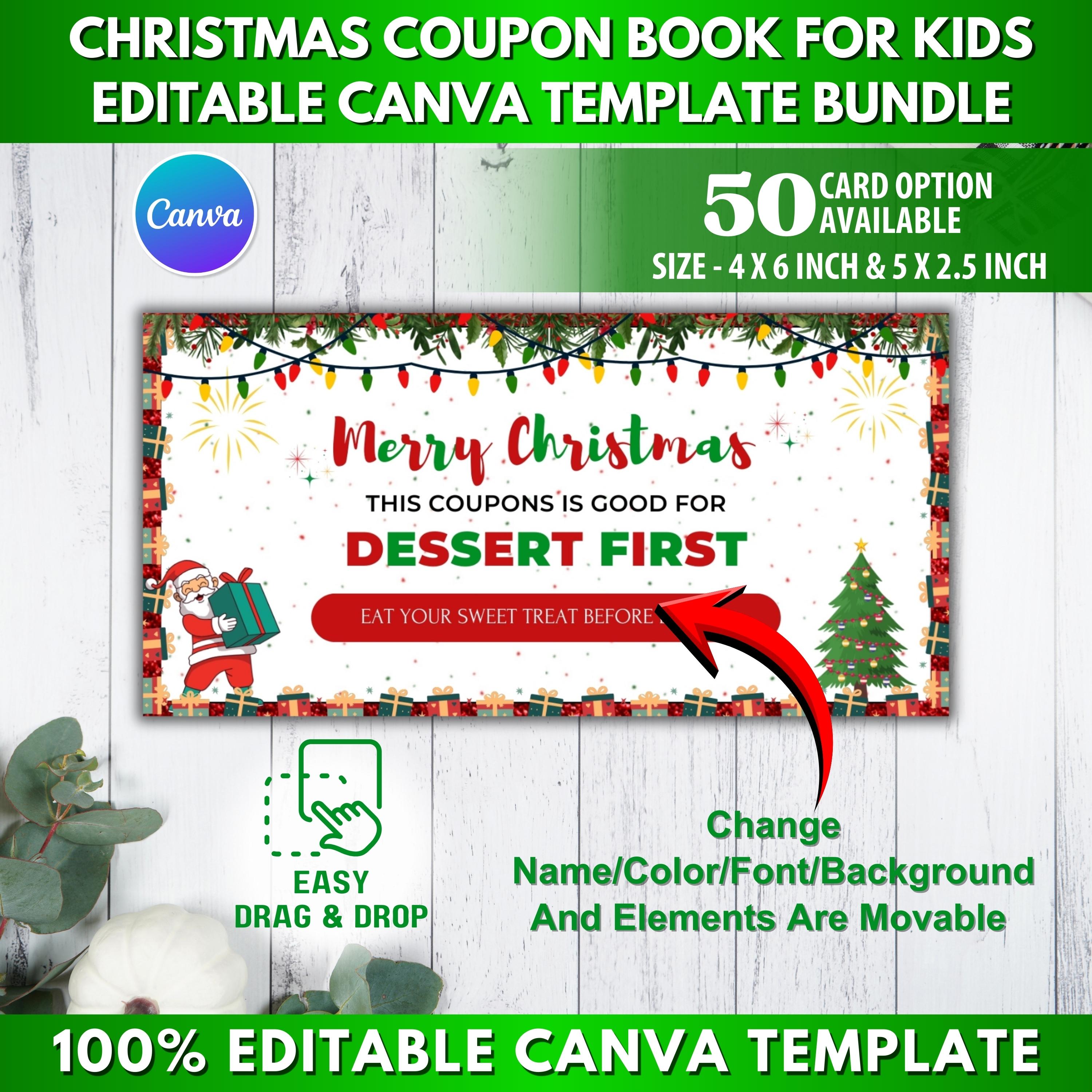 Personalized Coupon Book for Kids | Canva Christmas Voucher for Him or ...