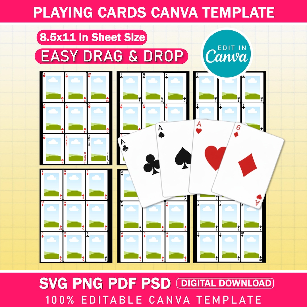 Playing Cards Canva Template | Editable Poker Card Frames | Drag & Drop ...