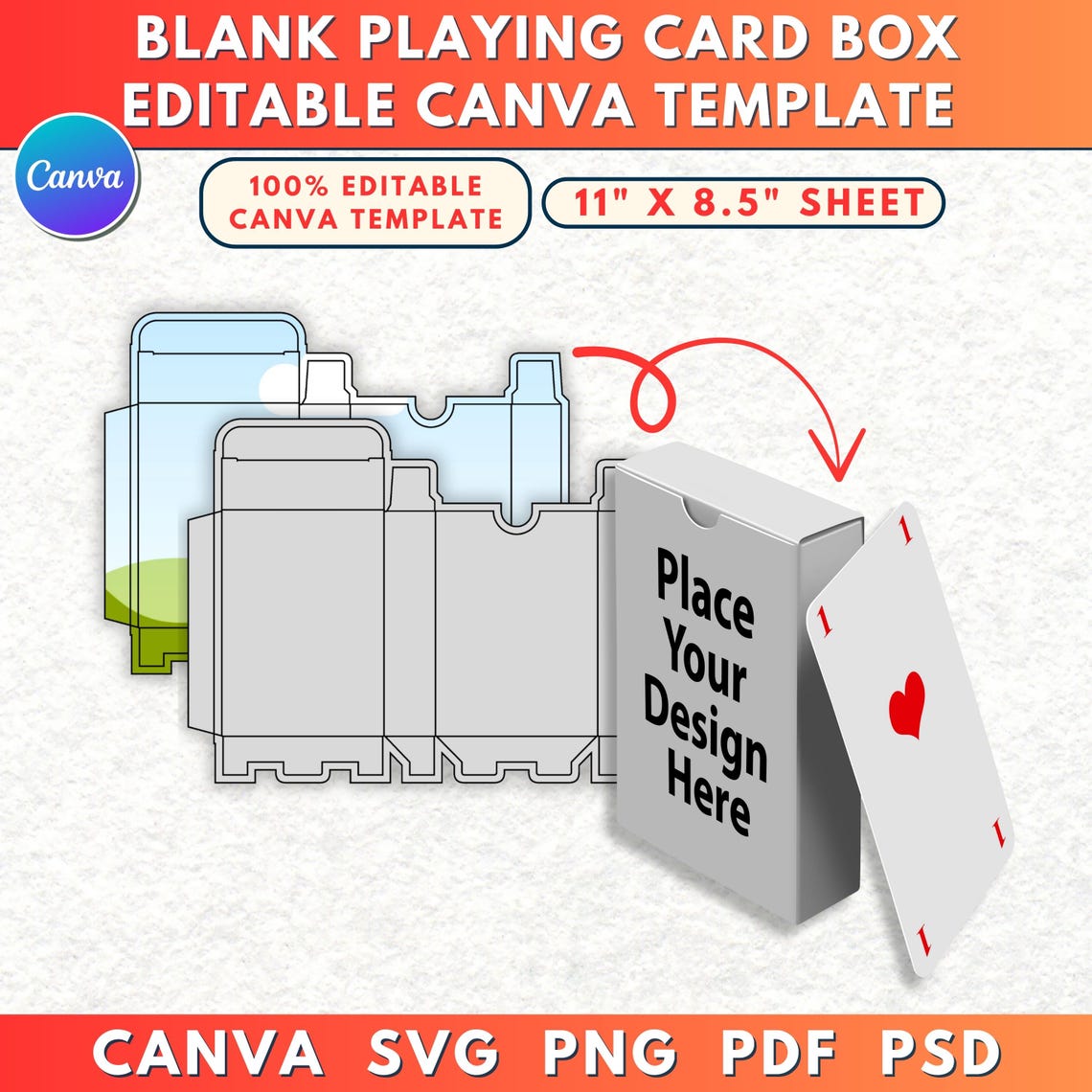 Blank Playing Card Box Template SVG | Poker & Trading Card Box Cut ...