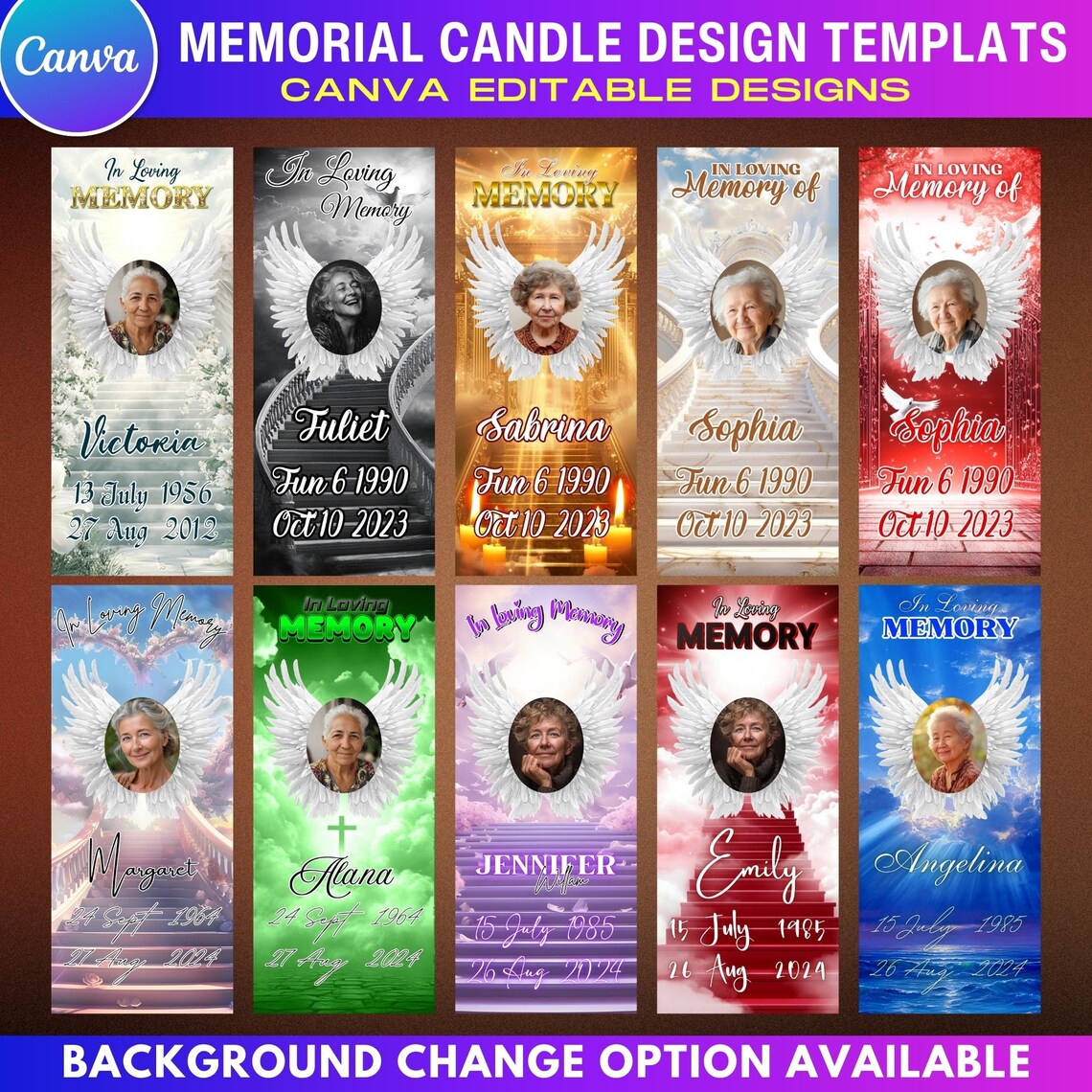20x Memorial Candle Label Bundle | in Loving Memory Canva Templates ...
