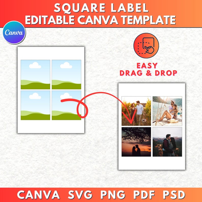 10x Square Template Bundle | Canva Editable Square Label & Magnet ...