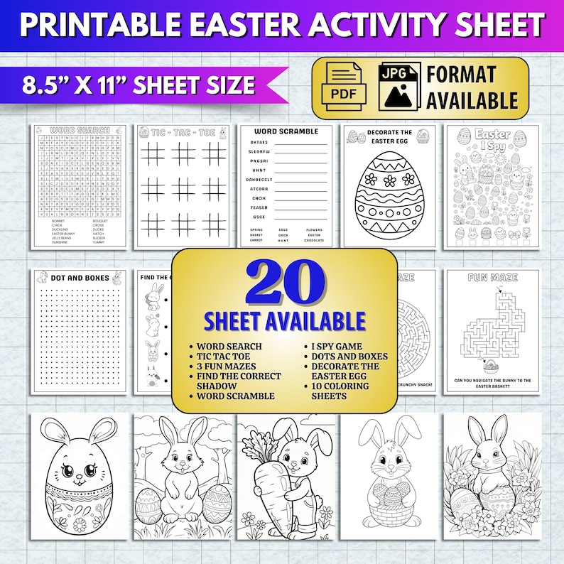 20x Easter Activity Printable Bundle | Kids Easter Games & Word Search ...