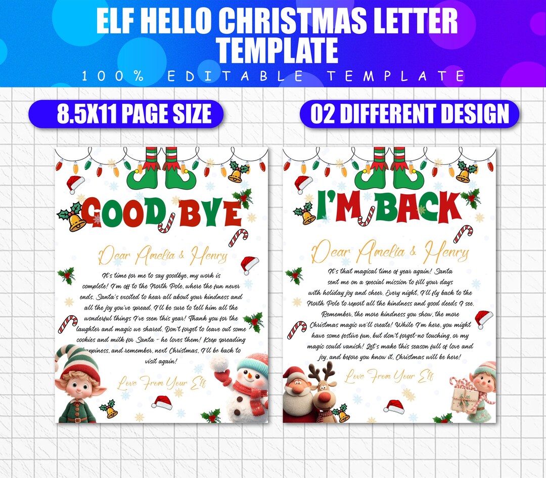 Elf Hello Christmas Letter Bundle | Arrival & Goodbye Letter | Canva ...