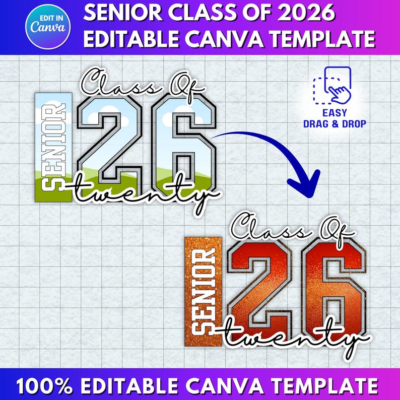 10x Editable Senior 2026 Template Bundle | Class of 2026 Canva Photo ...