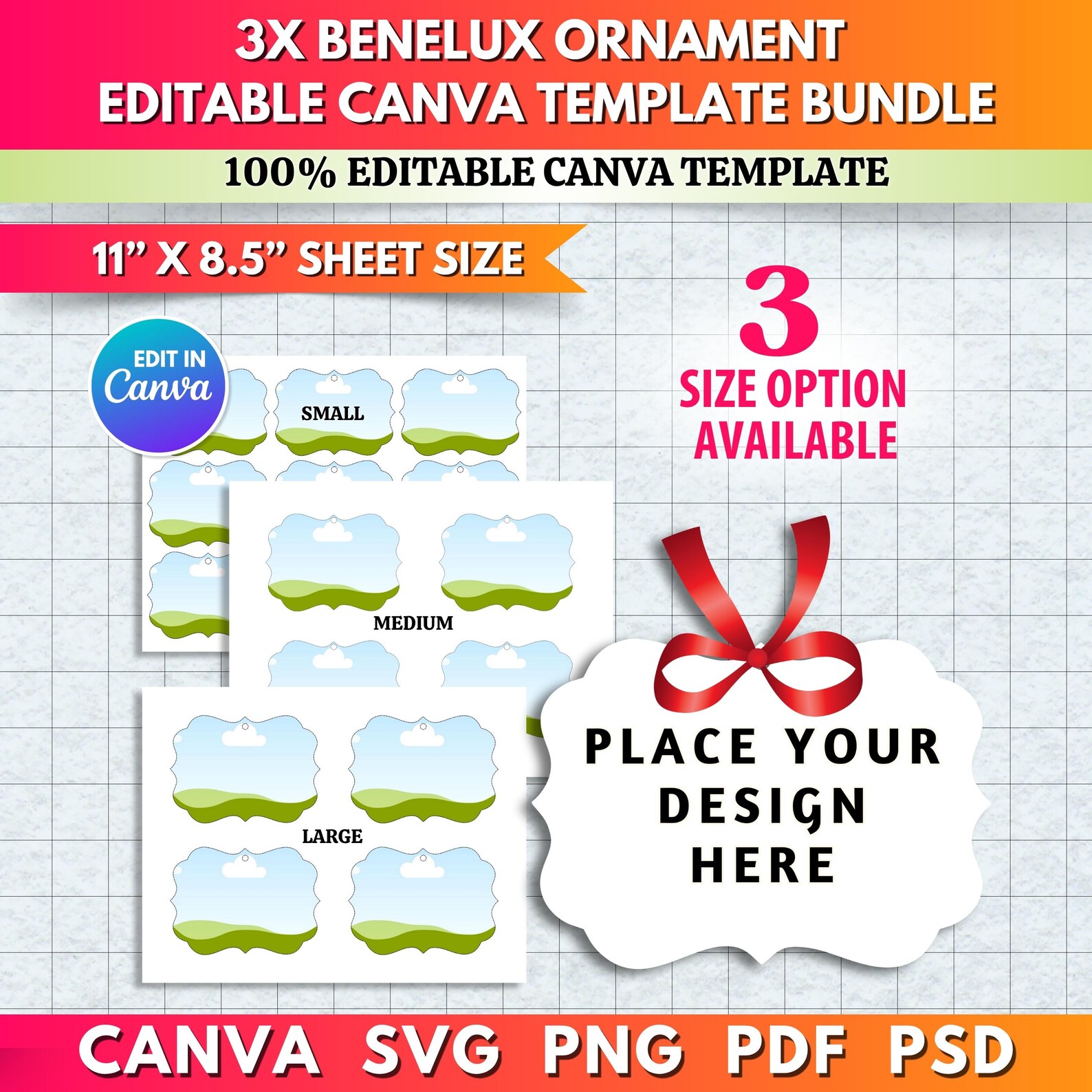 3x Benelux Ornament Canva Template Bundle | Canva Editable Christmas ...