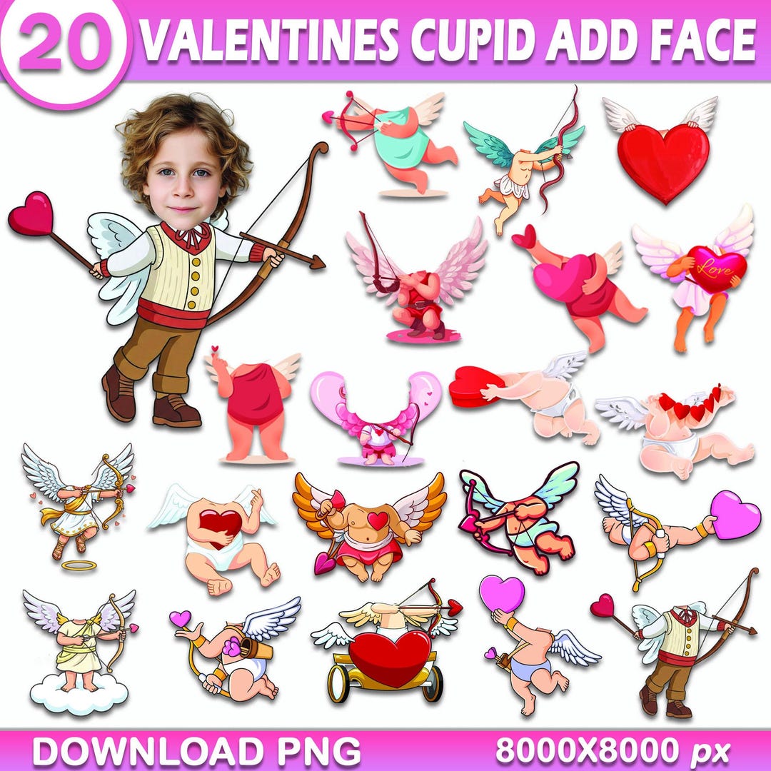 20x Cupid Yourself Valentine Clipart Bundle | Cute Cupid Bodies Add ...