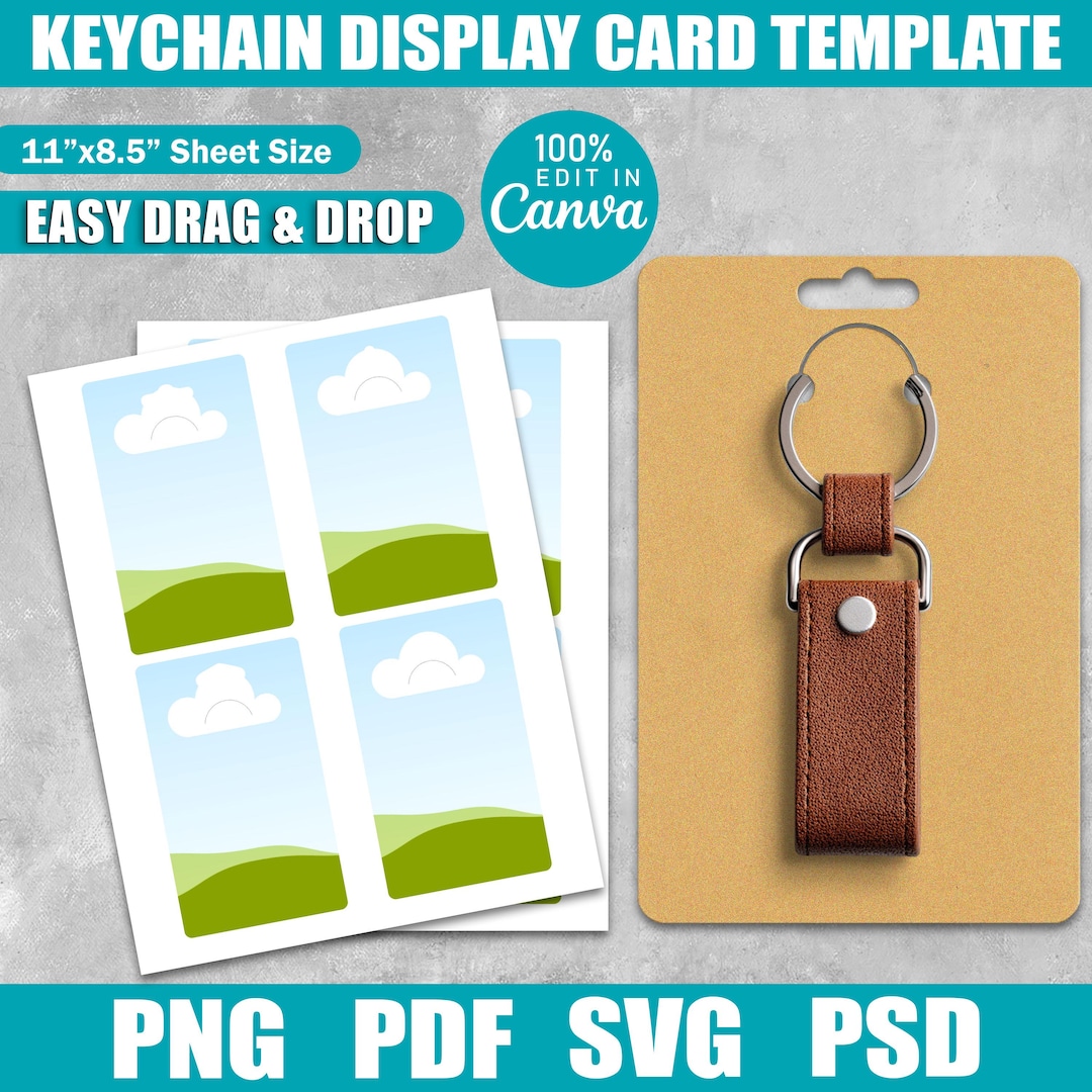 Keychain Display Card Template, Keyring Display Card Template, Canva ...