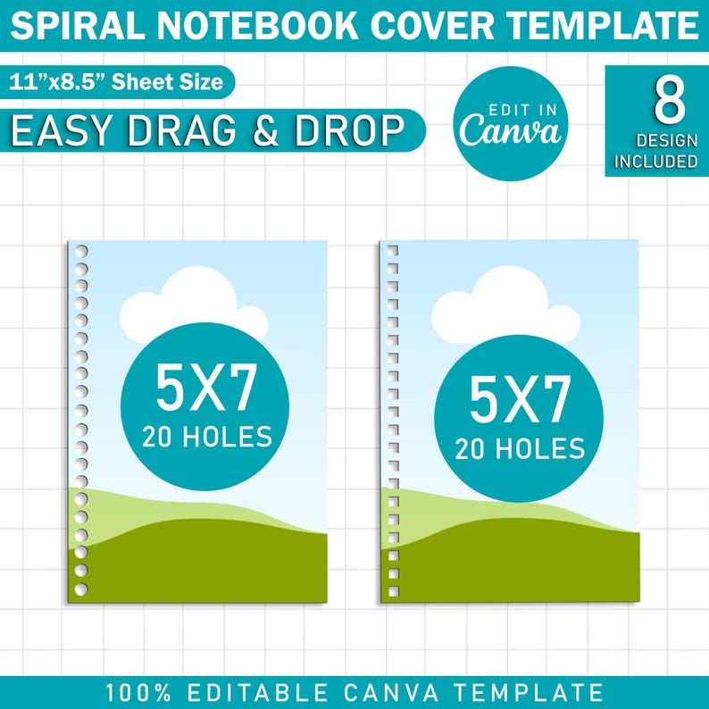 Spiral Notebook Cover Template, Editable Back to School Canva ...