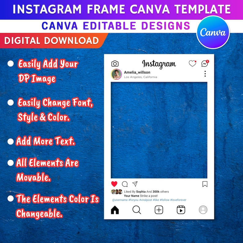 Instagram Frame Canva Template | Photo Booth Prop Selfie Frame 24inch X ...