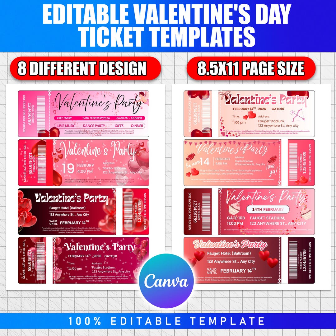 Editable Valentine's Day Ticket Templates | Printable Surprise Event ...