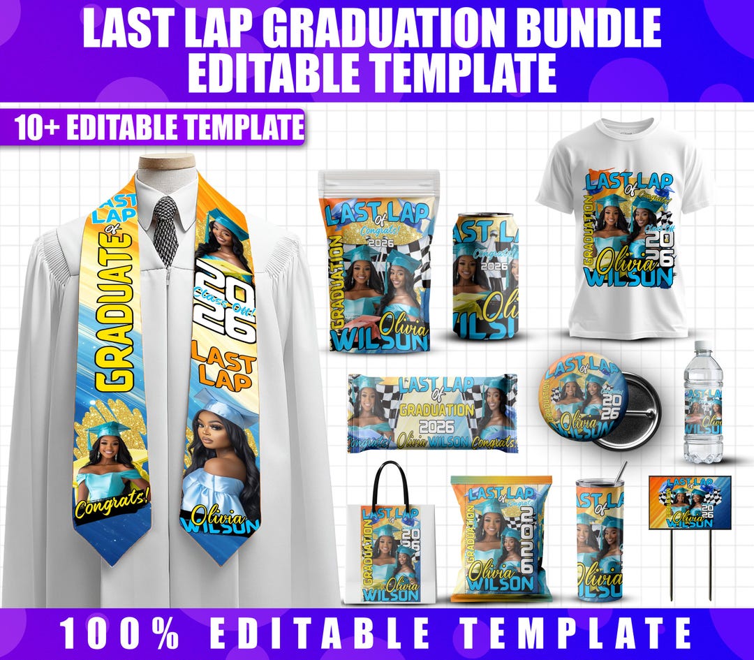 10x Last Lap Graduation Bundle | 3D Graduation Shirt & Stole Designs ...