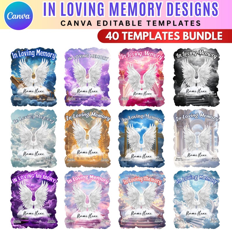 40x in Loving Memory Template Bundle,canva T-shirt Sublimation for ...