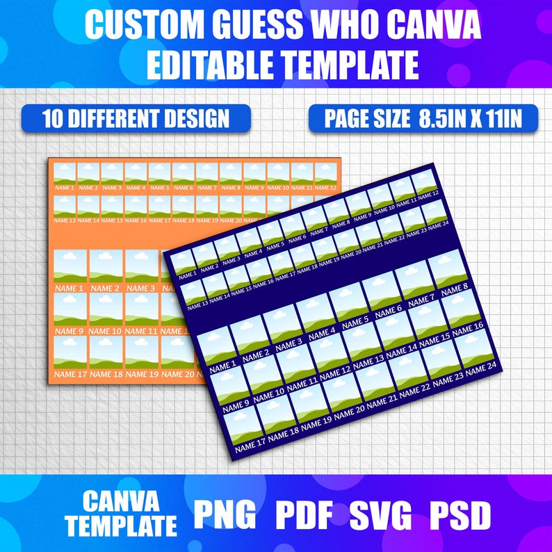 10x Custom Guess Who Canva Editable Template | Personalized Guess Who ...