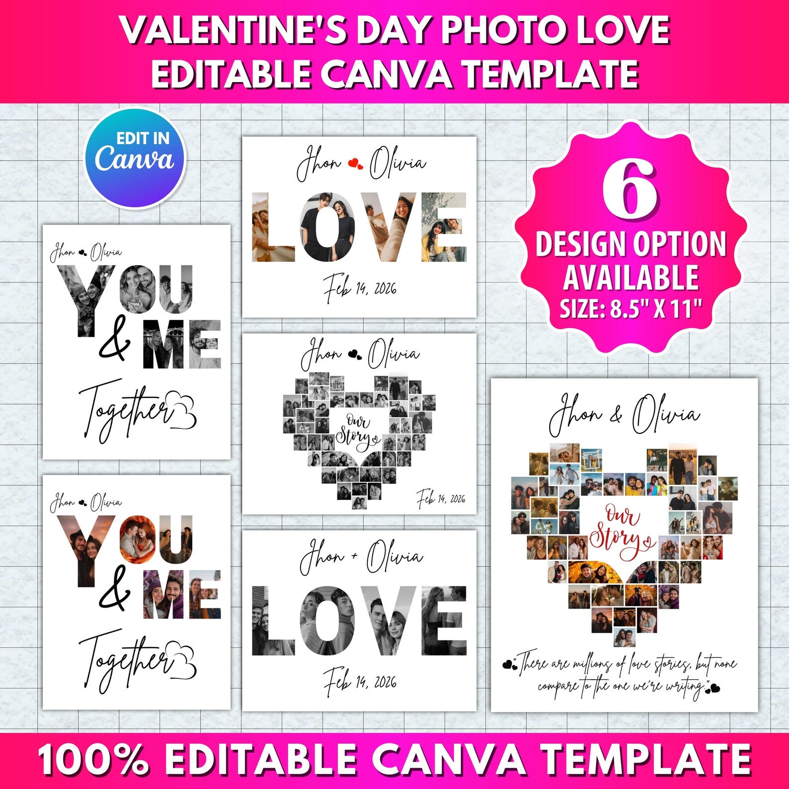 Photo Love: Canva Editable Templates for Valentine's Day | Custom Heart ...