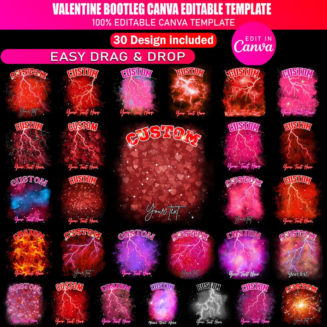 30x Valentine Bootleg Canva Editable Template | 90s Vintage Valentine ...