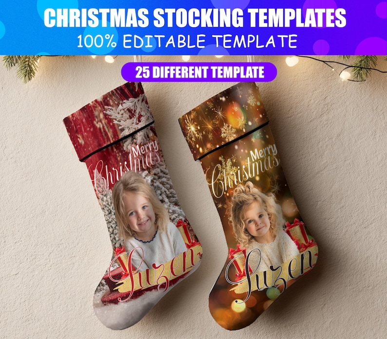 25x Christmas Stocking Templates | Canva Editable Designs | Drop & Drag ...