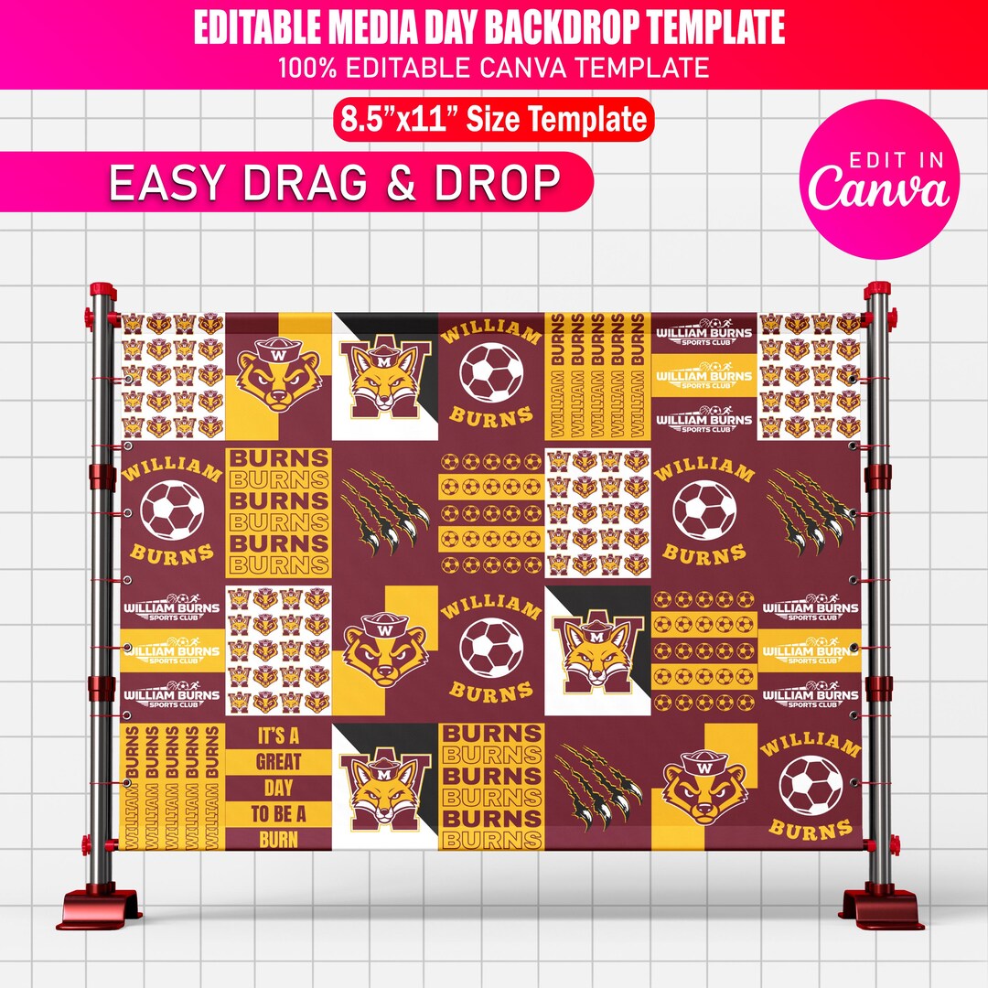 Editable Media Day Backdrop Template | Sports Photo Booth Banner | 8 ...