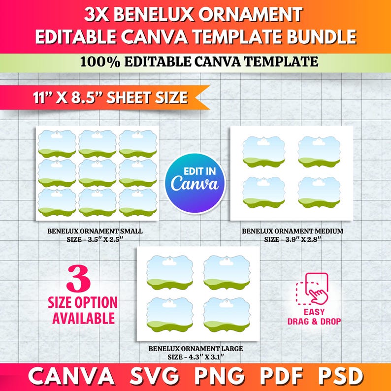 3x Benelux Ornament Canva Template Bundle | Canva Editable Christmas ...