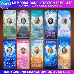20x Memorial Candle Label Bundle | in Loving Memory Canva Templates ...