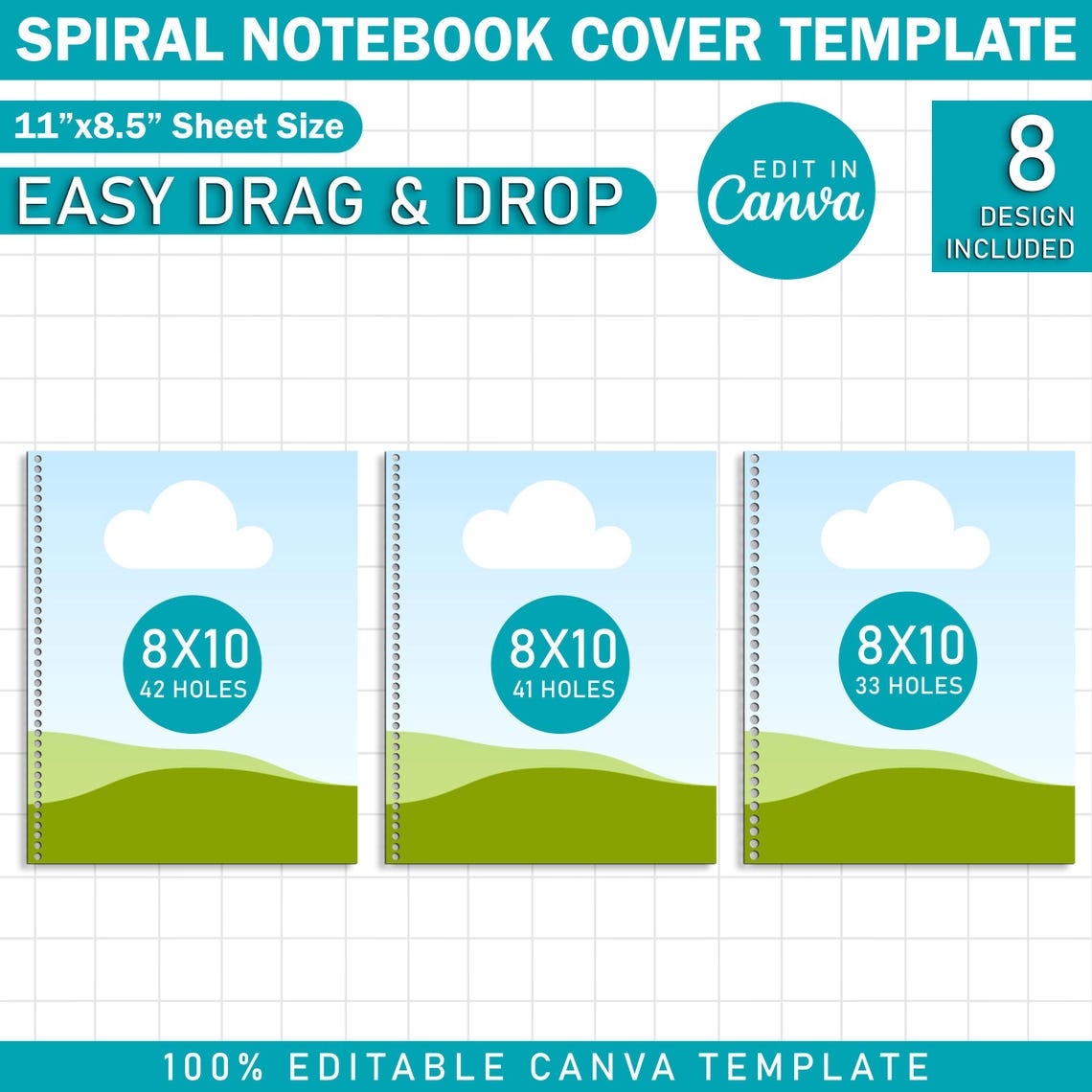 Spiral Notebook Cover Template, Editable Back to School Canva ...