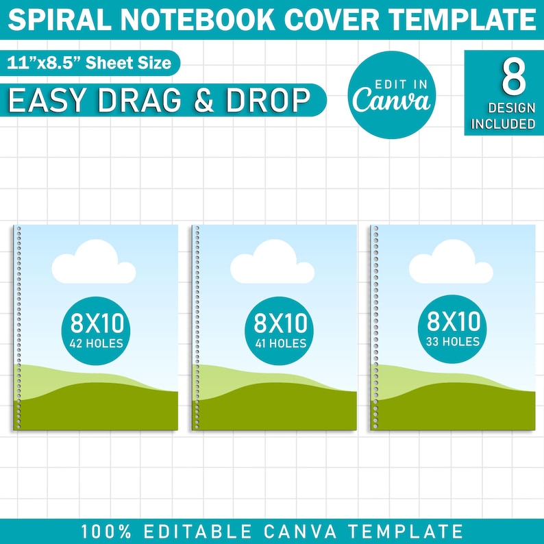 Spiral Notebook Cover Template, Editable Back to School Canva ...