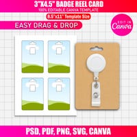 Printable Badge Reel Care Card, Badge Reel Template PNG, PDF, JPG - Etsy