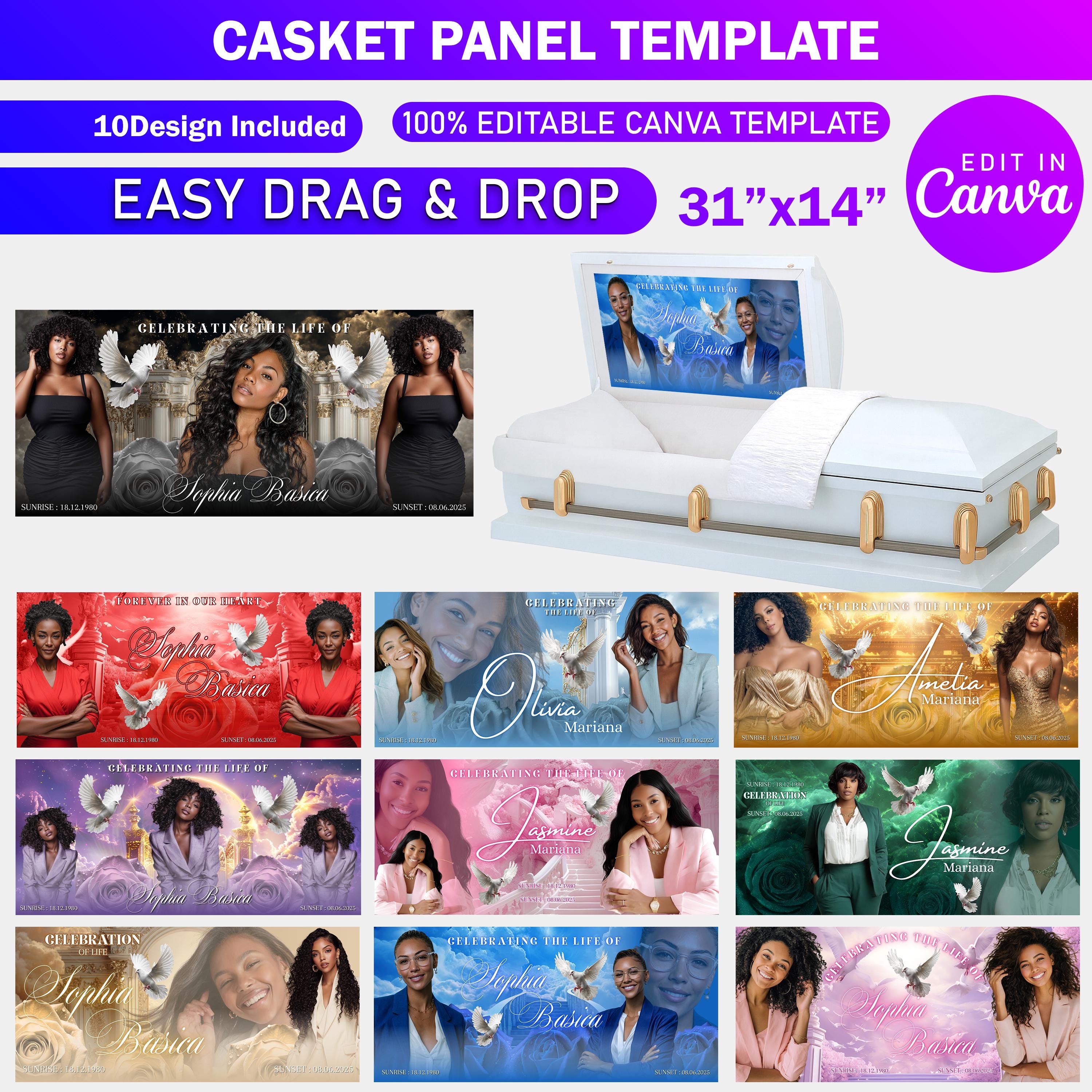 10x Casket Panel Template Bundle, Editable Memorial Casket Panel ...