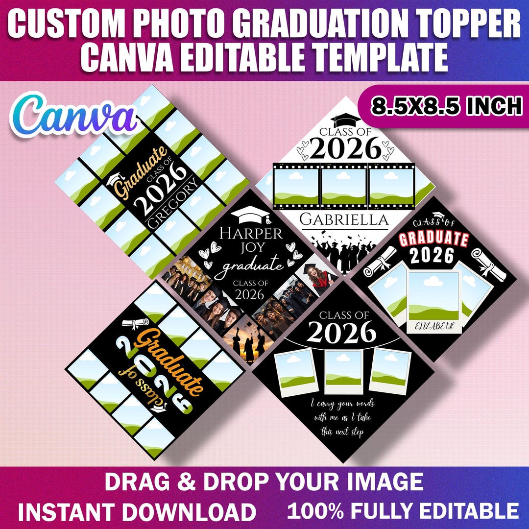 Custom Photo Graduation Topper Template | Class of 2026 Memory Film ...