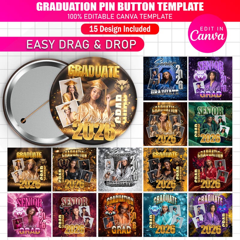 Graduation Buttons 3 - Etsy