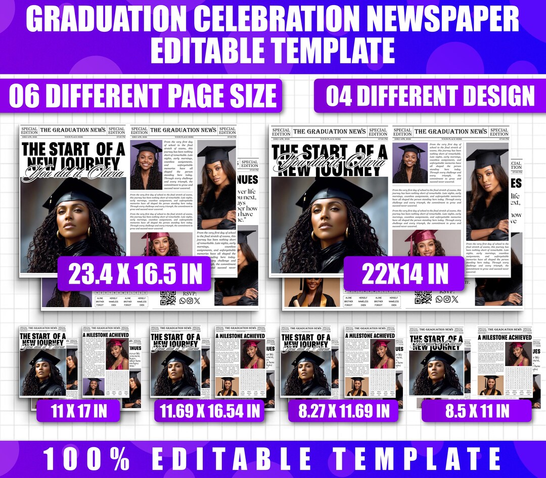 4x Class of 2026 Graduation Newspaper Template, 