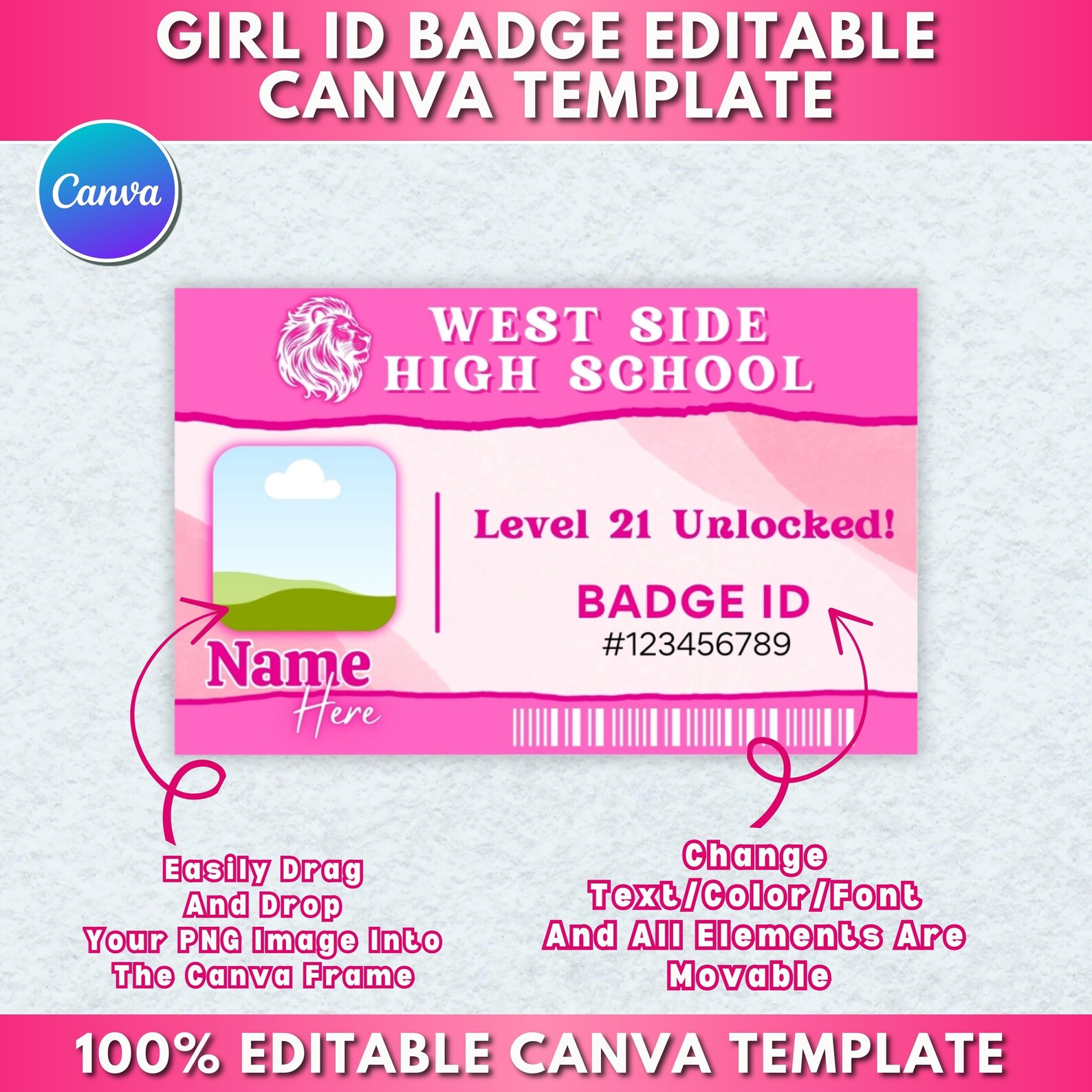 2x Mean Girl ID Badge Canva Templates | Birthday Party Favor ID ...