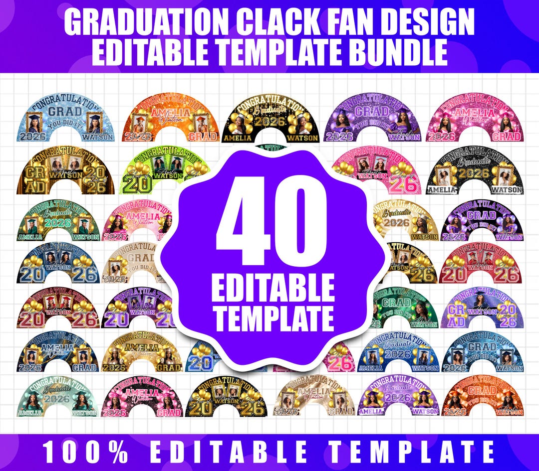 40x Graduation Clack Fan Bundle | Class of 2026 Custom Hand Fans ...