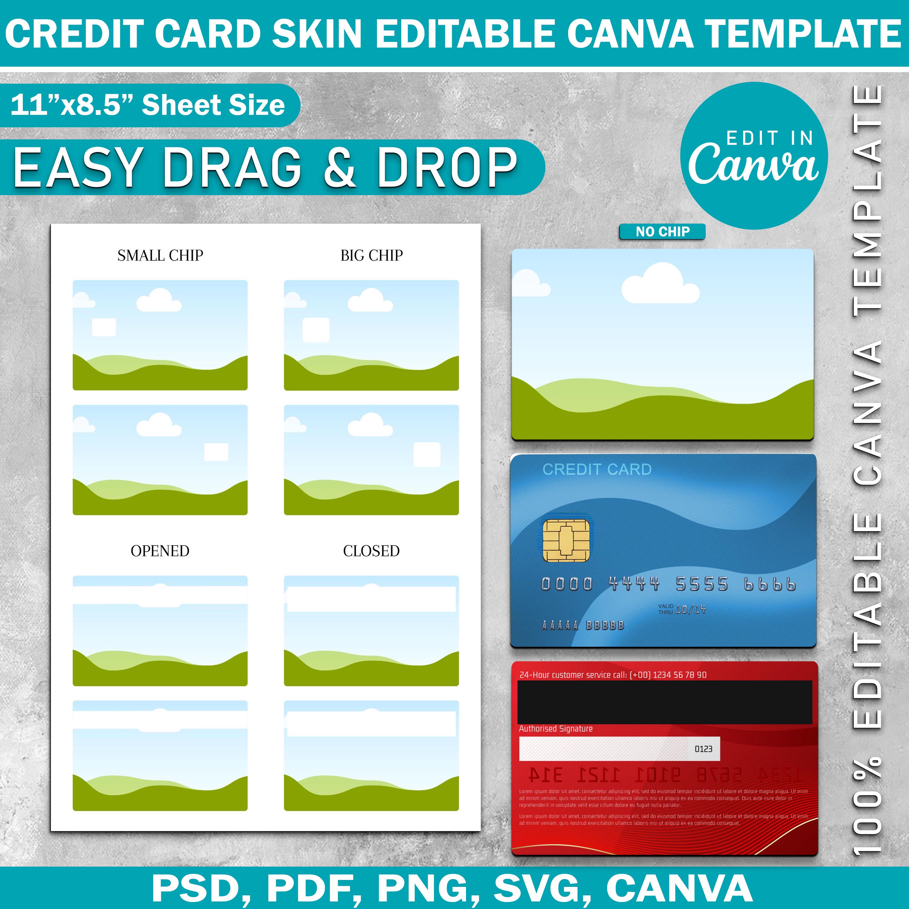 Credit Card Skin Canva Template | Editable Debit Card Cover SVG | DIY ...