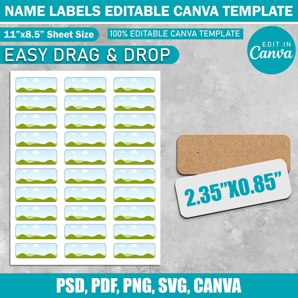 Name Labels Canva Template | Editable School Supply Label SVG | Back to ...