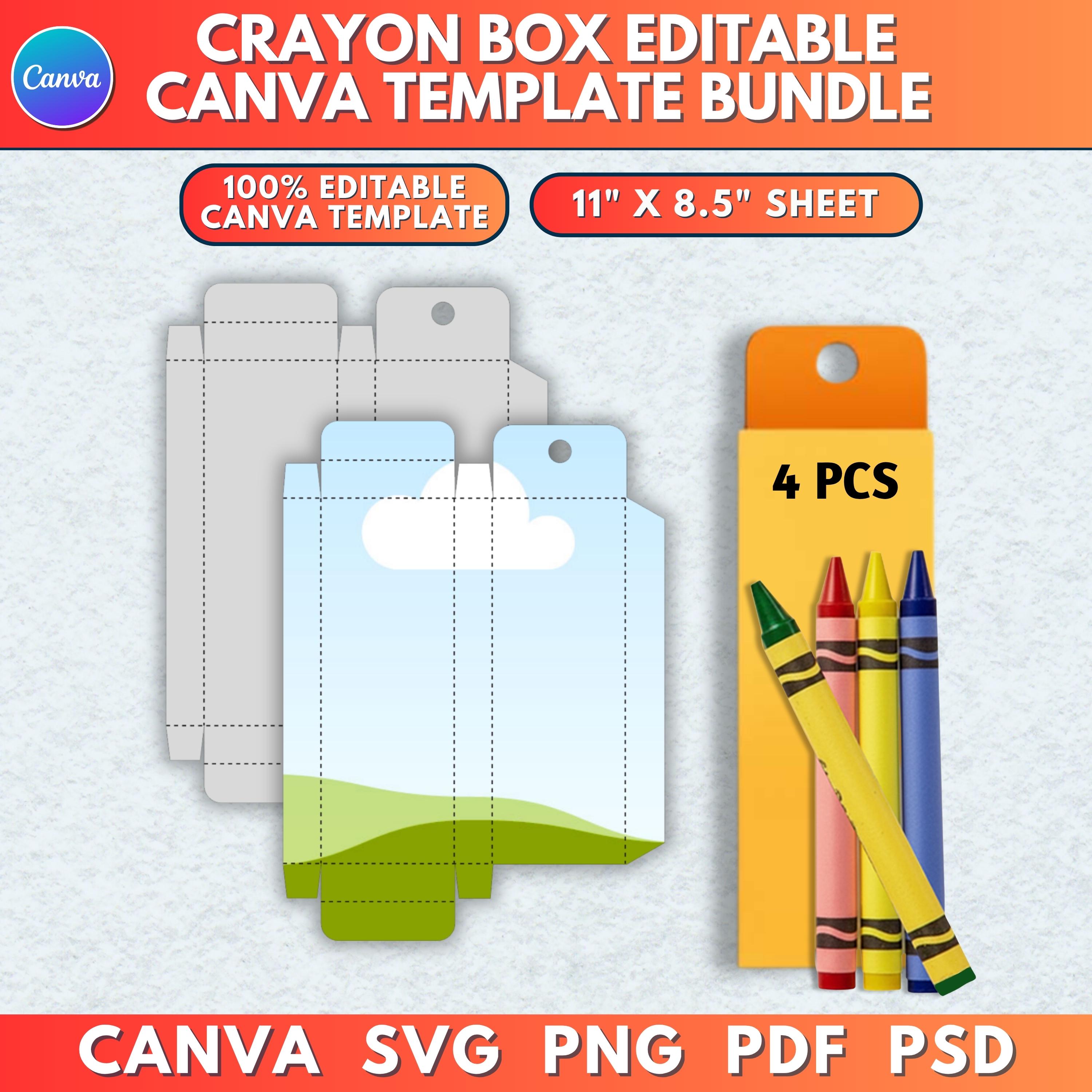 6x Crayon Box Template Bundle | Editable Canva Design | DIY Crayon Box ...