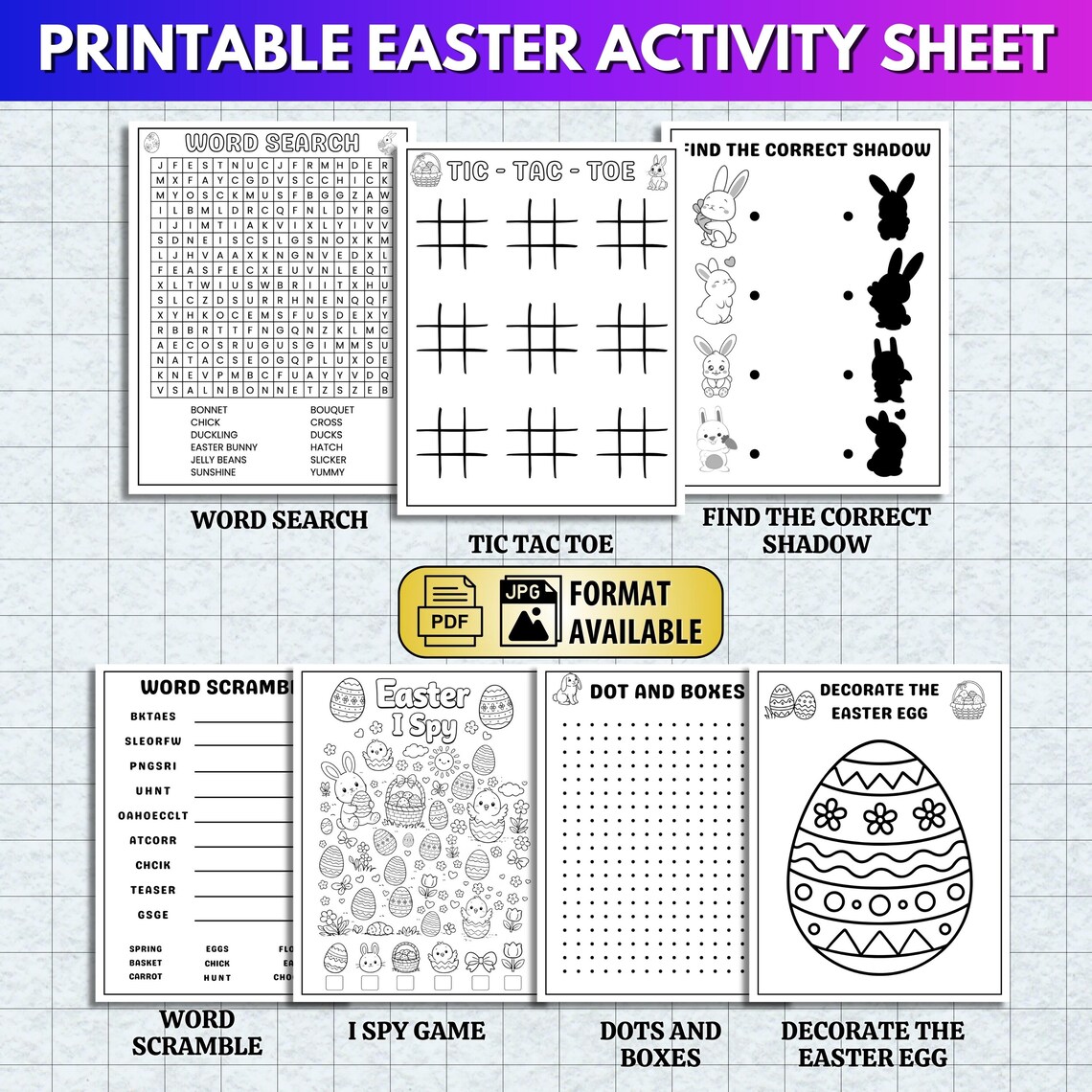 20x Easter Activity Printable Bundle | Kids Easter Games & Word Search ...