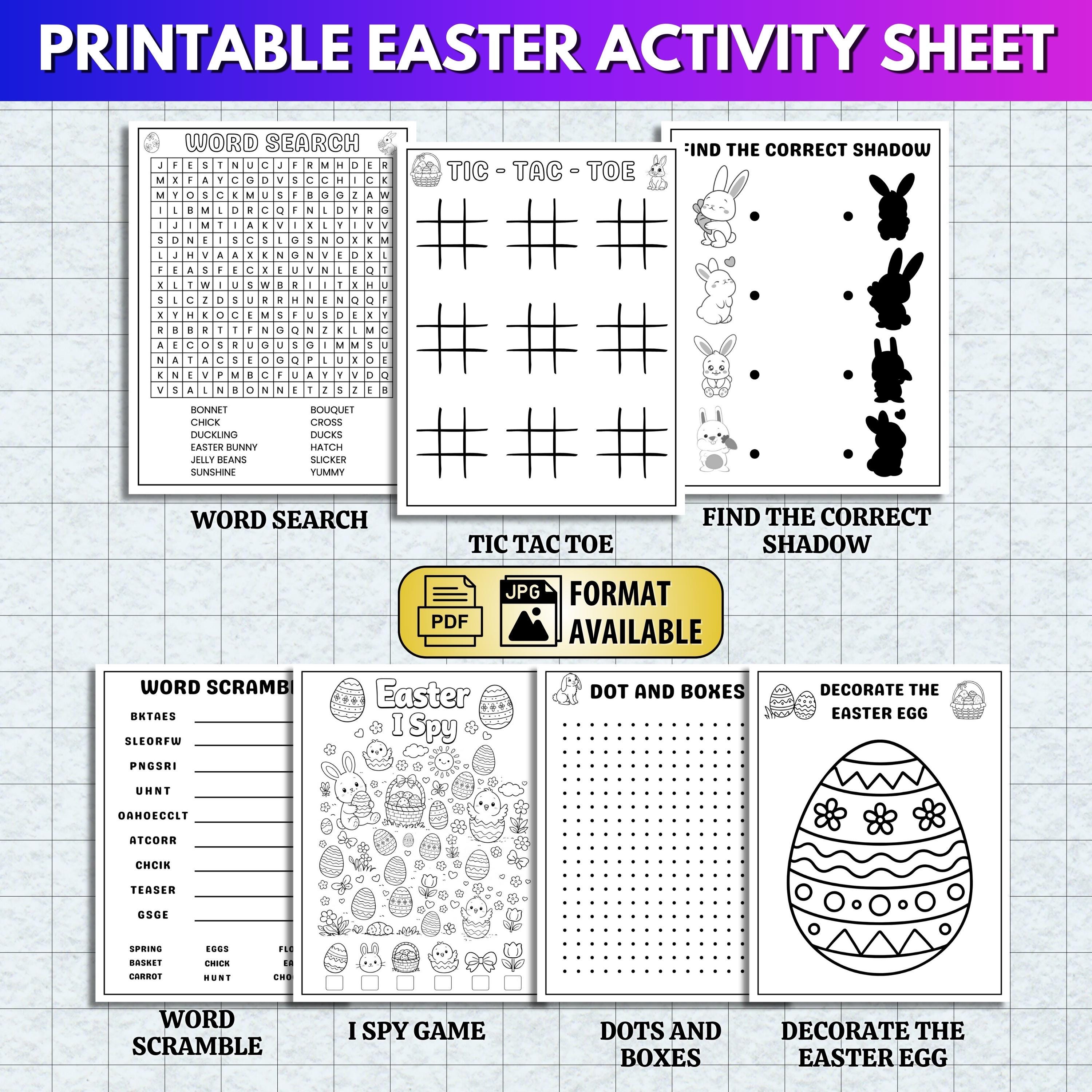 20x Easter Activity Printable Bundle | Kids Easter Games & Word Search ...