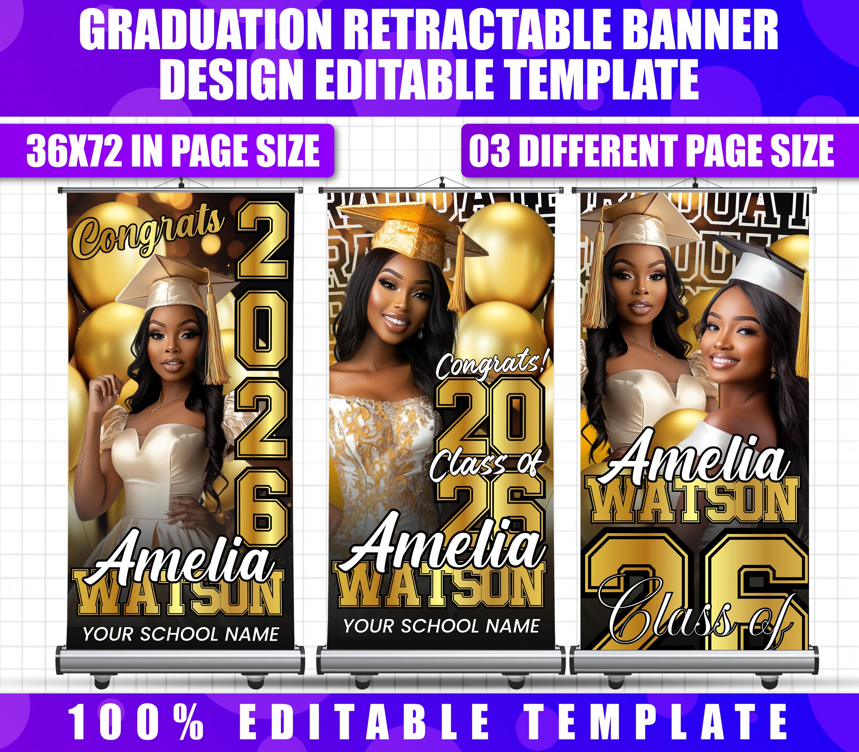 03x Graduation Retractable Banner Bundle | Class of 2026 Collection ...