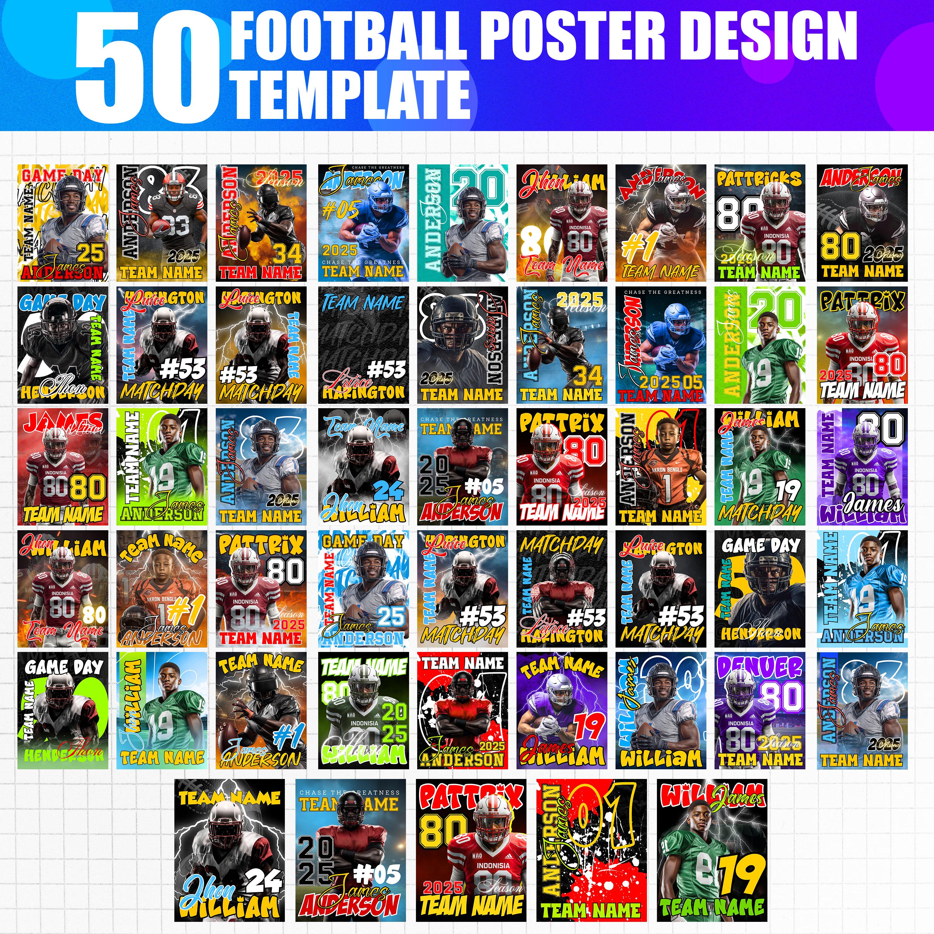 50x Football Poster Canva Template Mega Bundle, Editable Sports ...