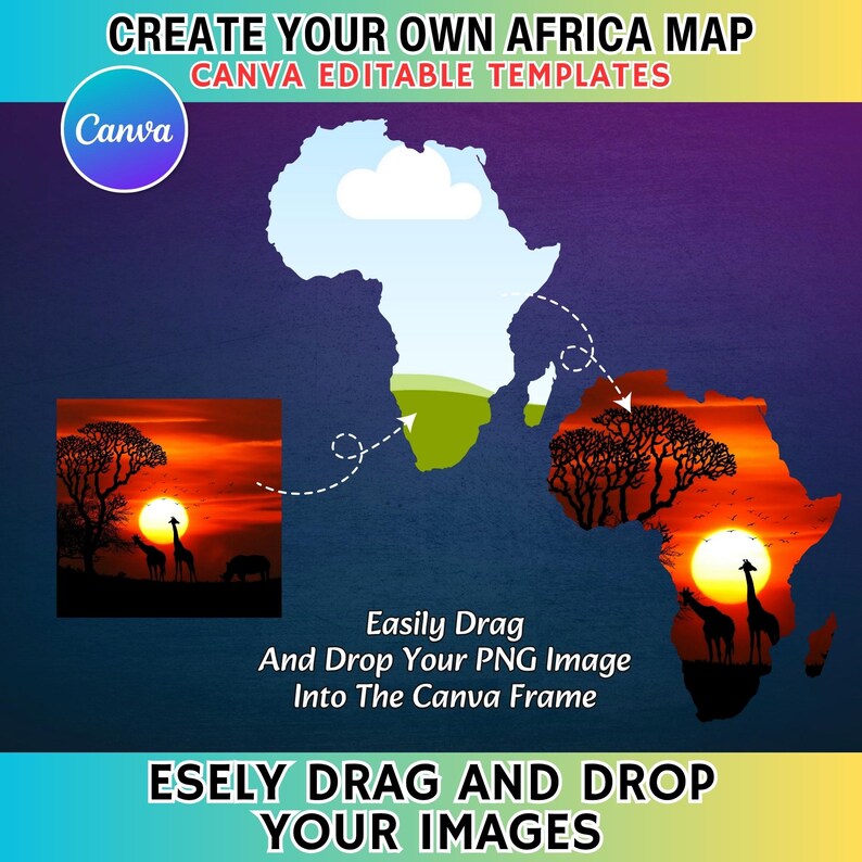Fill Your Own Africa Map Canva Template | African Countries Frame ...