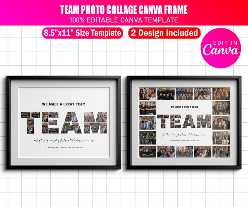 Team Photo Collage Canva Frame | Editable Farewell Canva Template ...