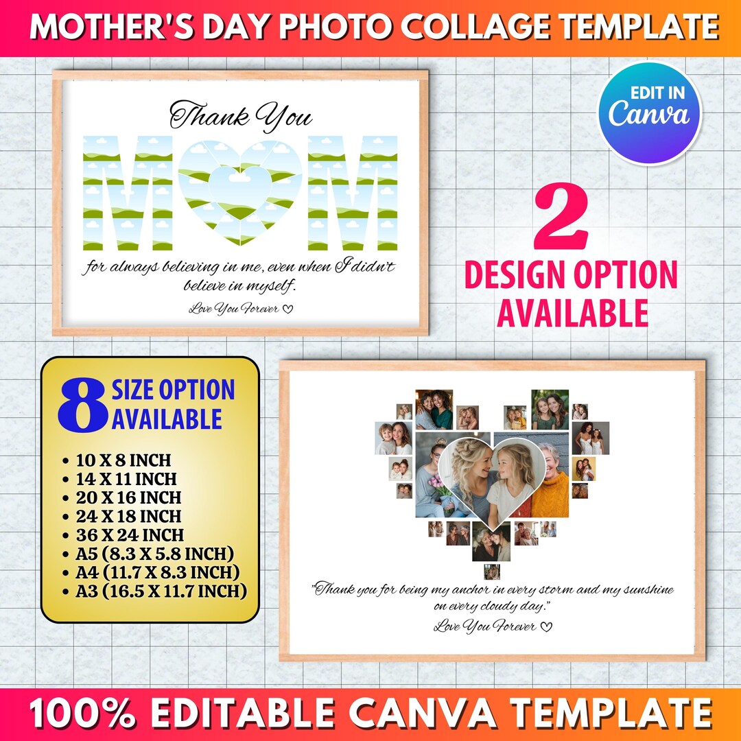Custom Mother’s Day Photo Collage | Personalized Gift for Mum | Mom ...