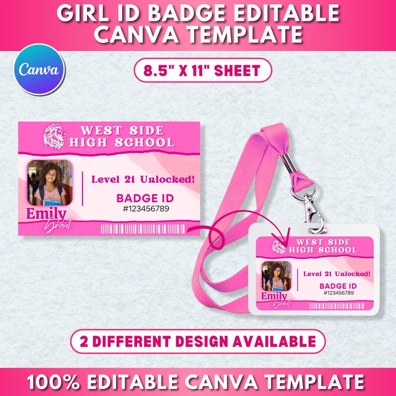 2x Mean Girl ID Badge Canva Templates | Birthday Party Favor ID ...