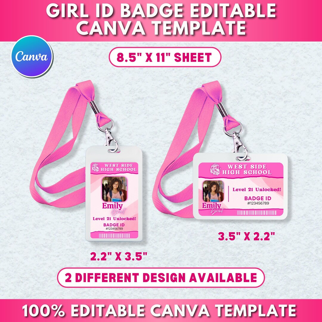 2x Mean Girl ID Badge Canva Templates | Birthday Party Favor ID ...