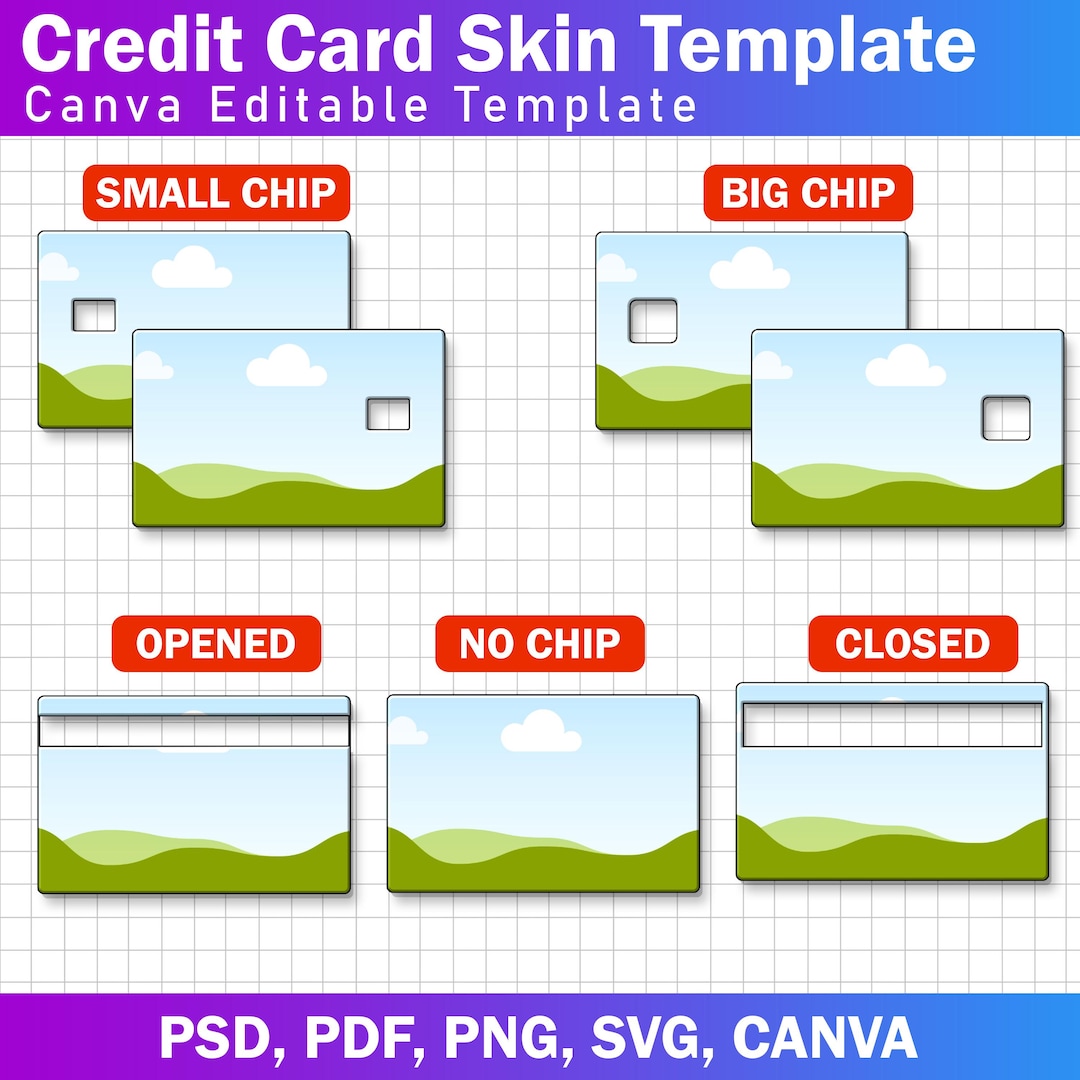 Credit Card Skin Canva Template | Editable Debit & Credit Card Cover ...